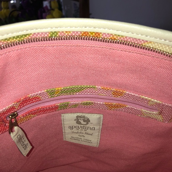 Spartina 449 | Bags | Linen And Leather Womens Bag By Spartina 449 | Poshmark
